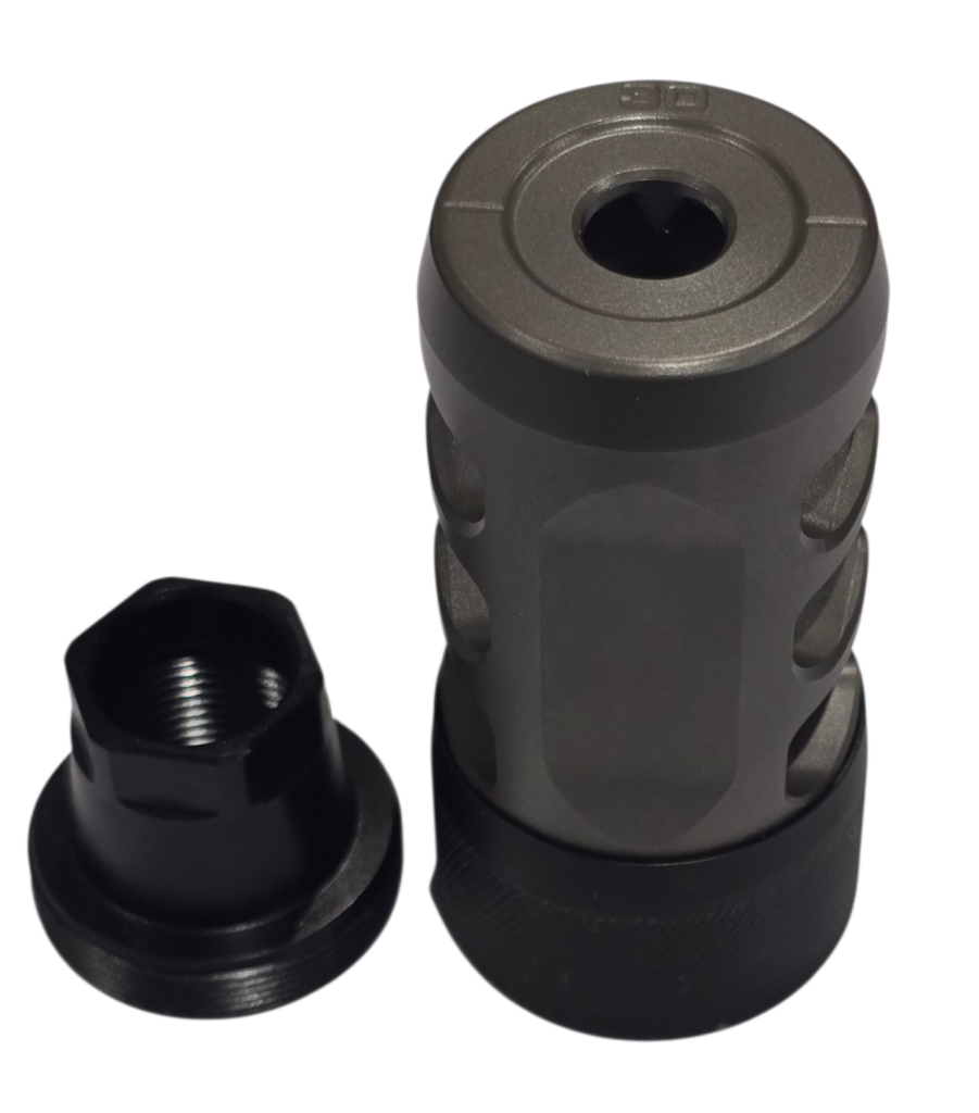 Hellfire Ti Self-Timing Muzzle Brake – Titanium | 30, 40 & 50 Cal Options | Delta Tactical